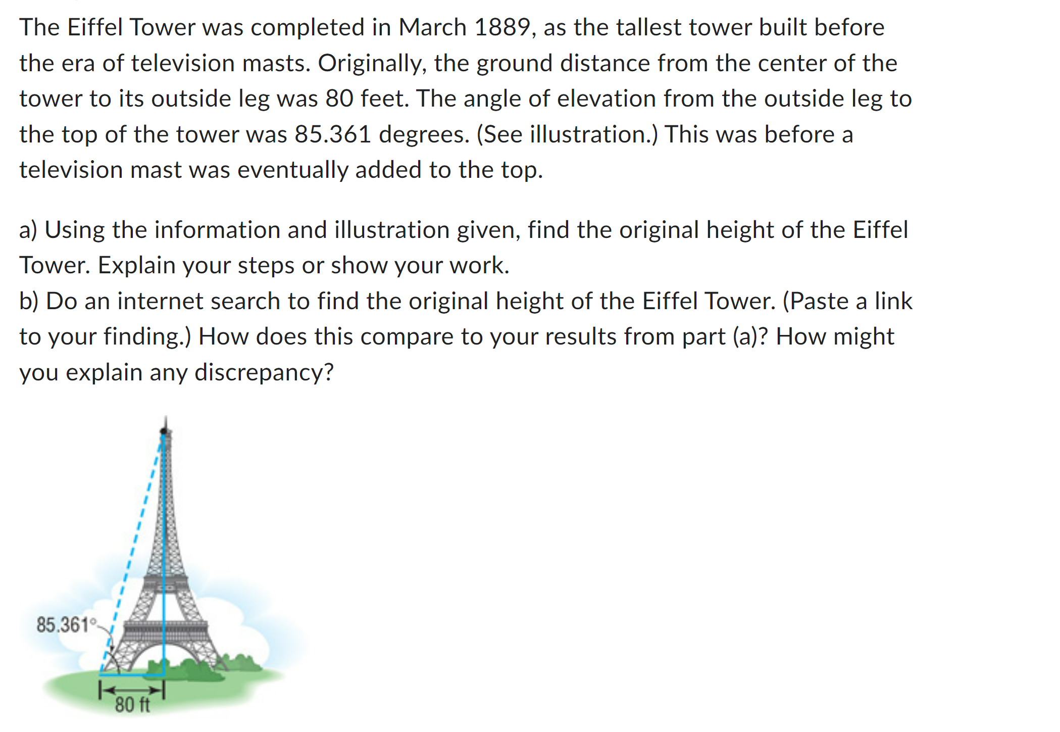 [Solved]: The Eiffel Tower was completed in March 1889 , as