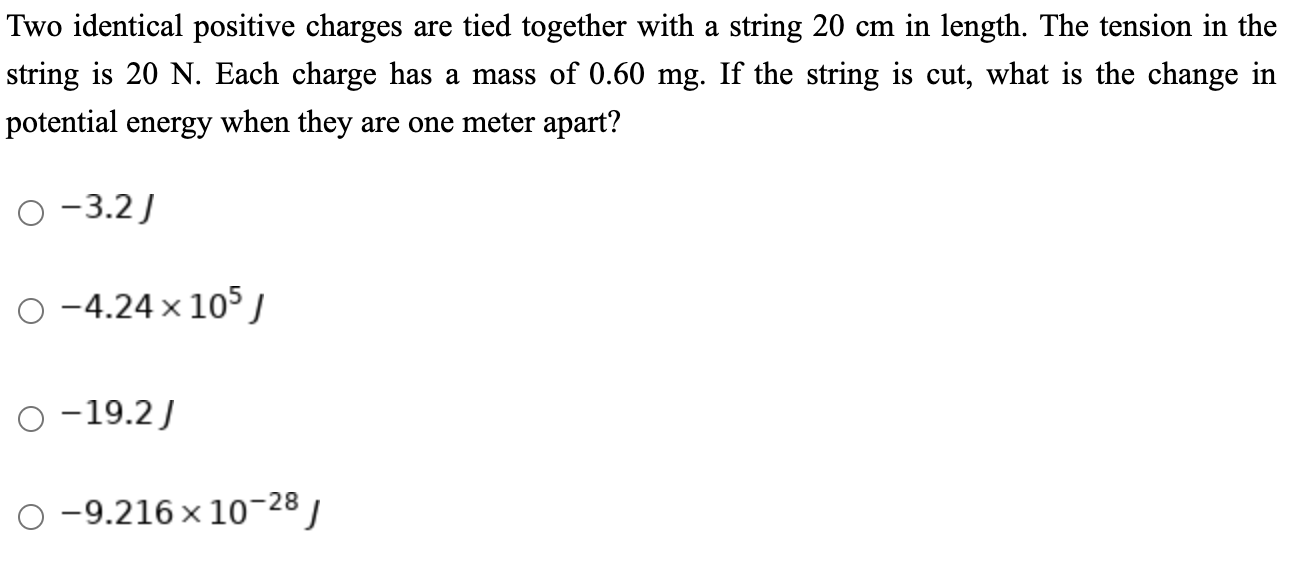 Solved Two identical positive charges are tied together with | Chegg.com