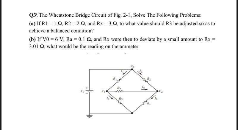 Solved Q3\ The Wheatstone Bridge Circuit of Fig. 2-1, Solve | Chegg.com