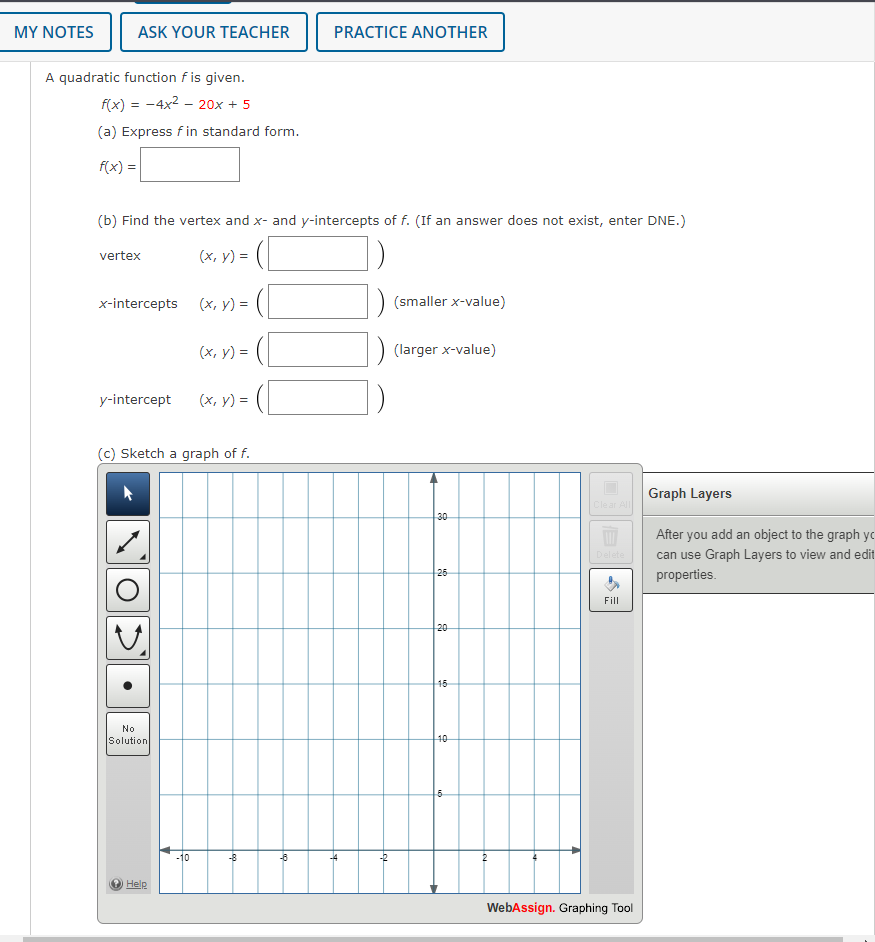 Solved A quadratic function f is given. f(x)=−4x2−20x+5 (a) | Chegg.com