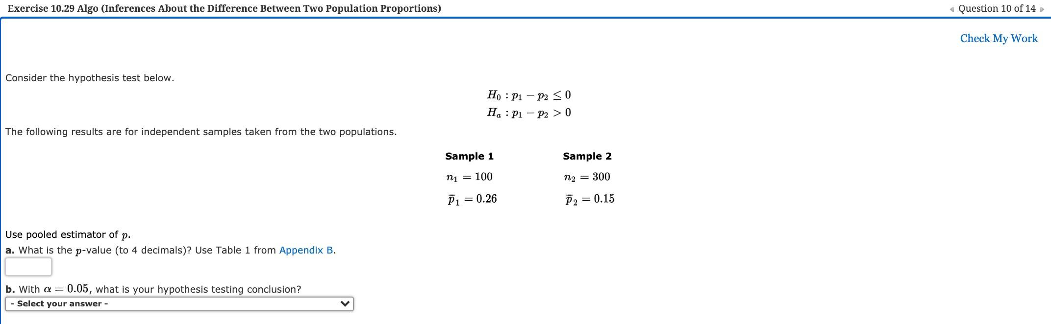 Solved Exercise 10.29 Algo (Inferences About the Difference | Chegg.com