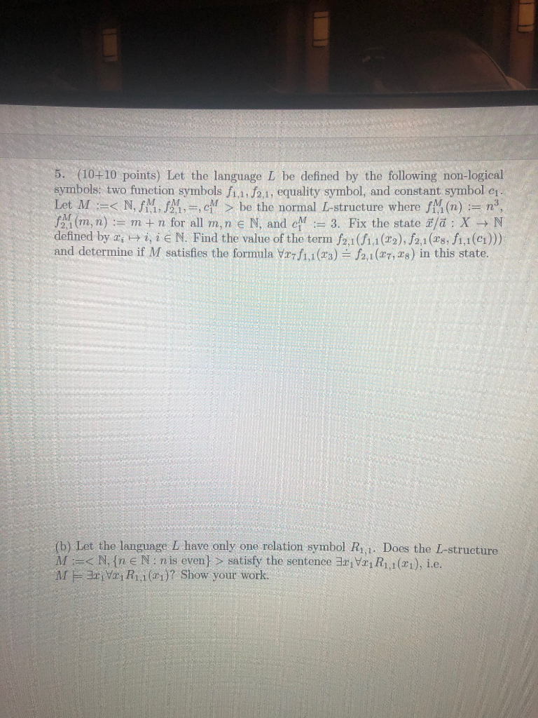 5. (10+10 points) Let the language L be defined by | Chegg.com