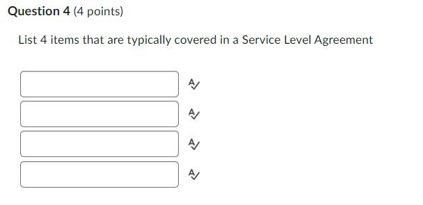 Solved List 4 items that are typically covered in a Service | Chegg.com
