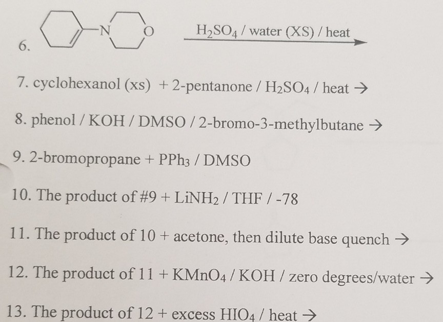 Solved -NO) -so, / water (XS) / heat . H2SO4/ water (XS) | Chegg.com