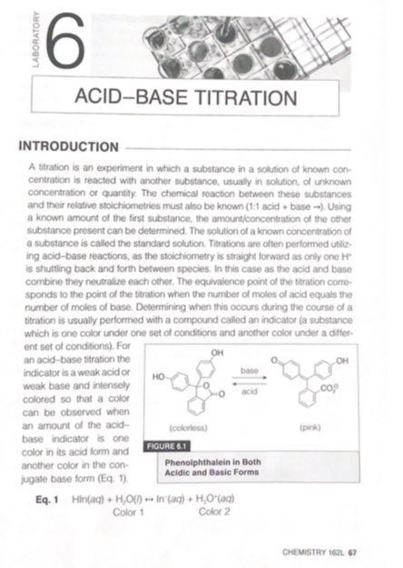 Solved LABORATORY 6 ACID-BASE TITRATION INTRODUCTION A | Chegg.com