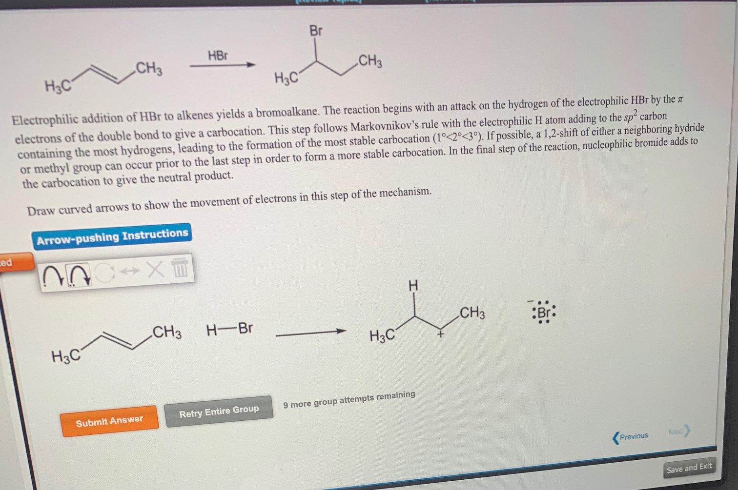 Solved HBr HCCHE нс - CH₂ Electrophilic addition of HBr to | Chegg.com