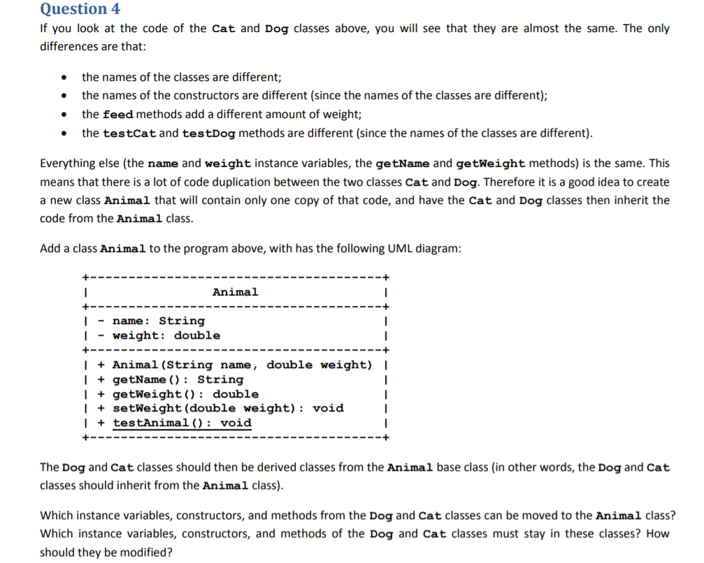 Solved Question 1 Create a class a class Cat with the | Chegg.com