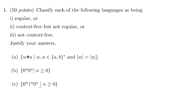 Solved FORMAL LANGUAGES AND AUTOMATA THEORY Classify each of | Chegg.com