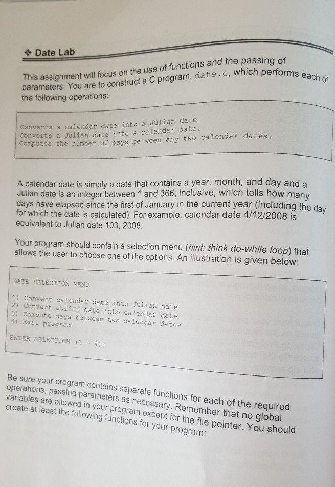 Date Lab performs each of This assignment will focus | Chegg.com