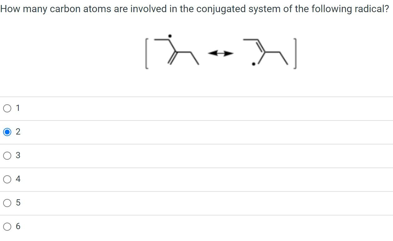 Solved How many carbon atoms are involved in the conjugated | Chegg.com