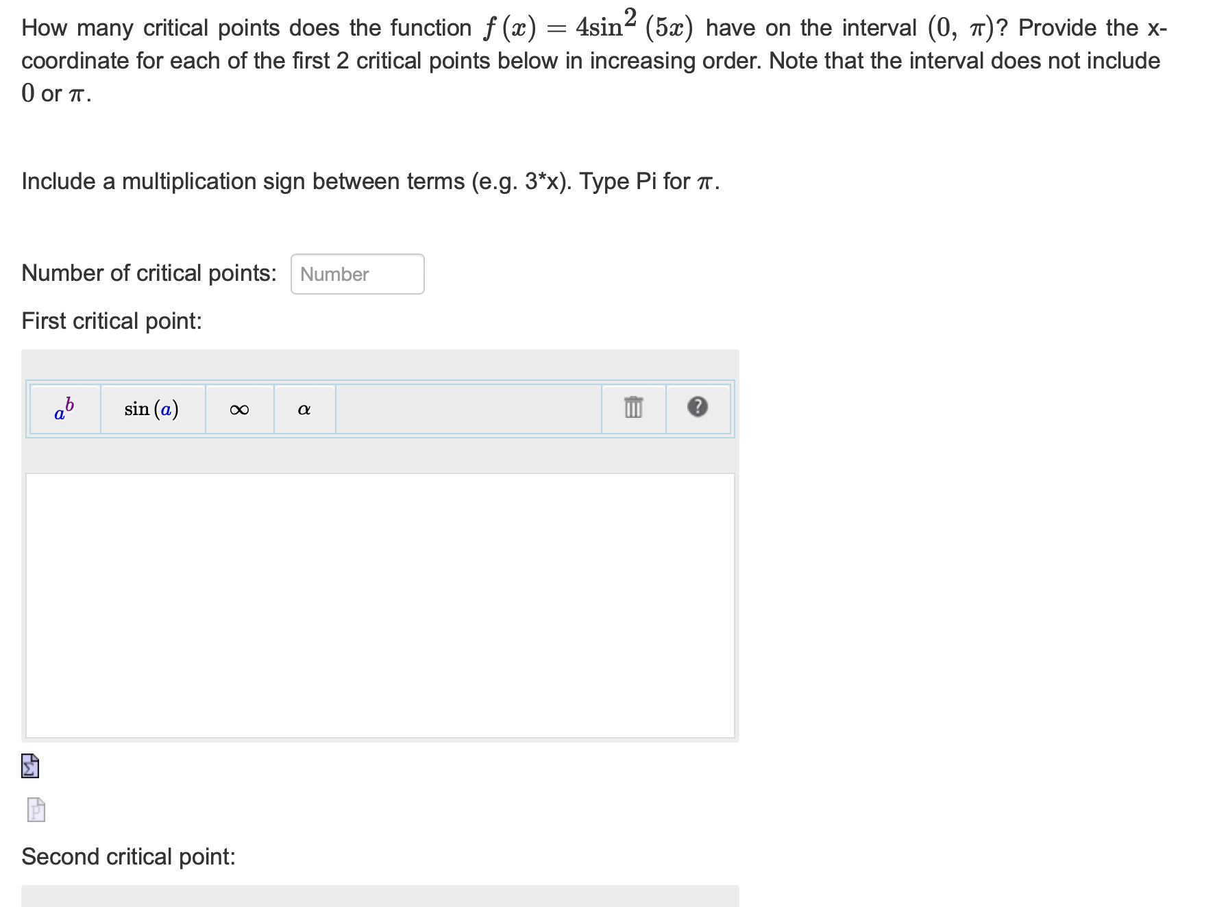 Solved How many critical points does the function | Chegg.com