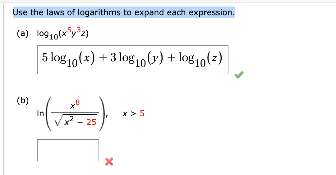 Solved Use the laws of logarithms to expand each expression. | Chegg.com