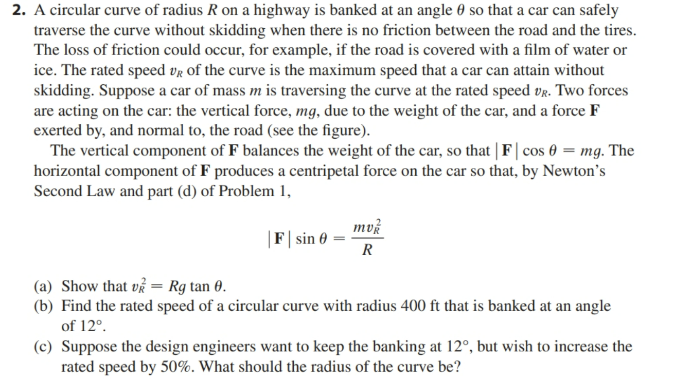 [Solved]: A circular curve of radius ( R ) on a highway