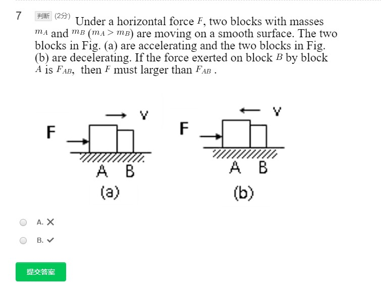 Solved 7 (25) Under a horizontal force F, two blocks with | Chegg.com