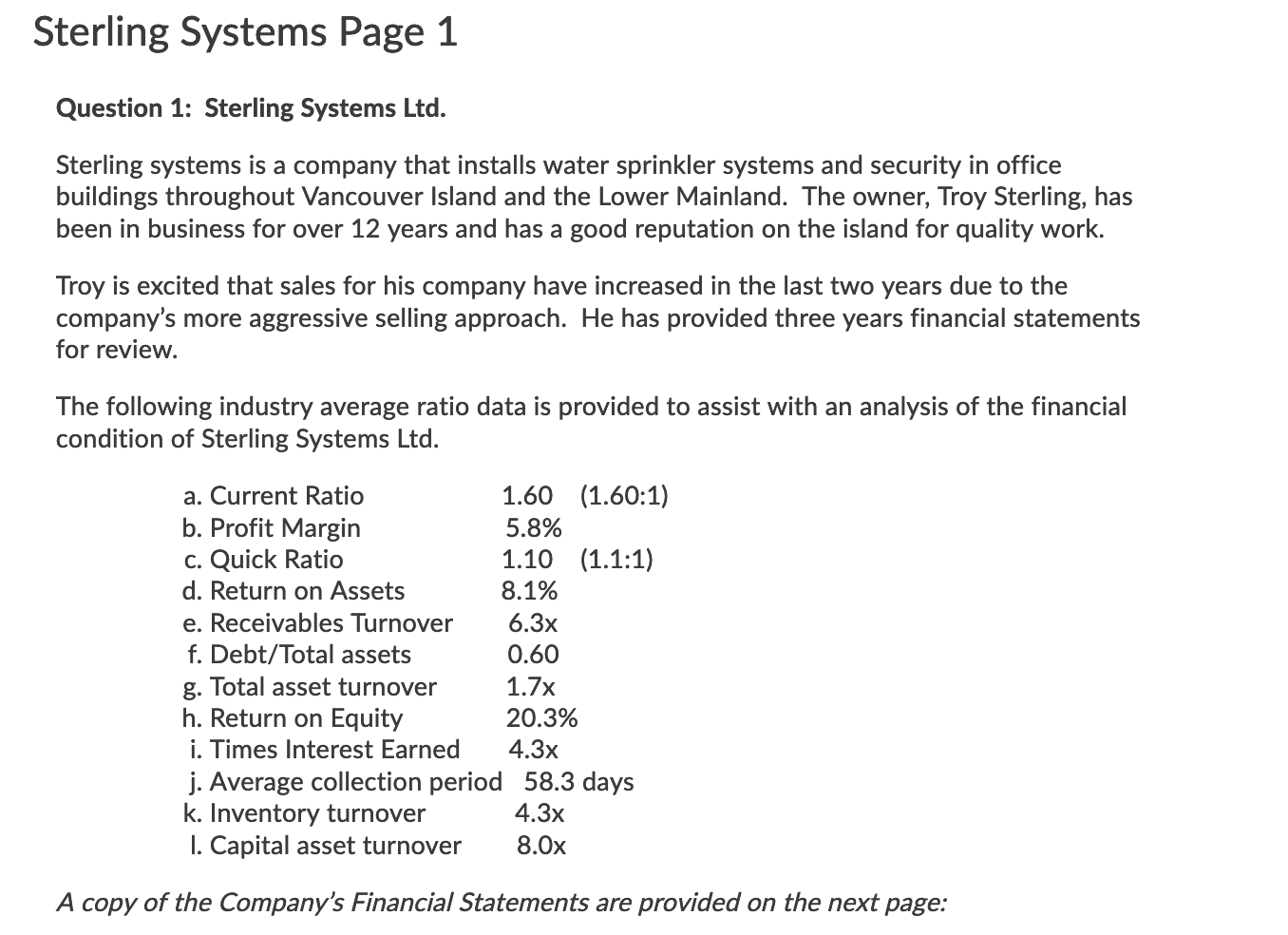 Sterling Systems Page 1 Question 1: Sterling Systems | Chegg.com