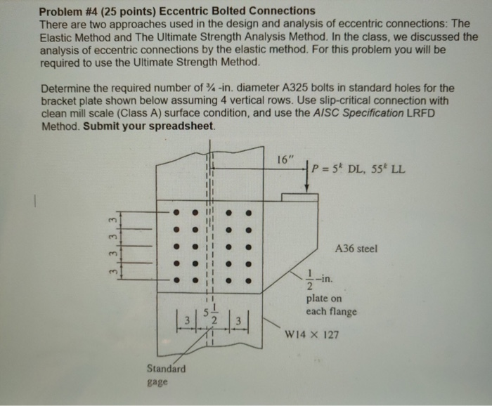 Solved Problem #4 (25 points) Eccentric Bolted Connections | Chegg.com