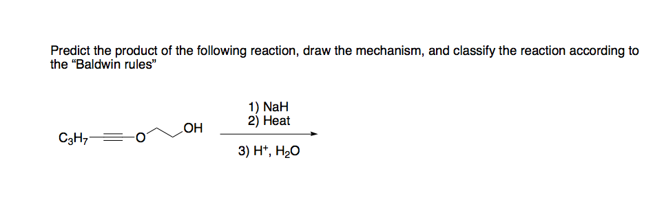 Solved Predict the product of the following reaction, draw | Chegg.com