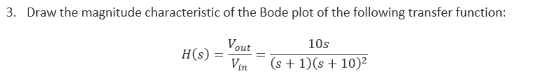 Solved Draw the magnitude characteristic of the Bode plot of | Chegg.com