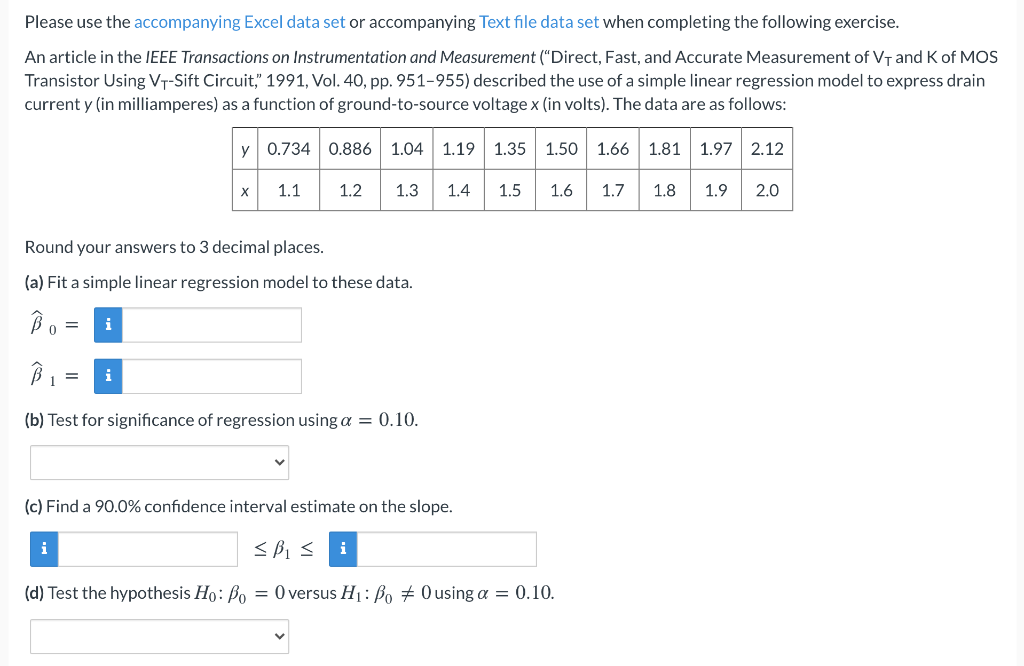 Solved Please use the accompanying Excel data set or | Chegg.com