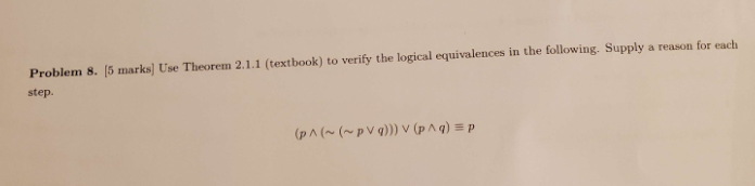 Solved Problem 8. [5 marks] Use Theorem 2.1.1 (textbook) to | Chegg.com