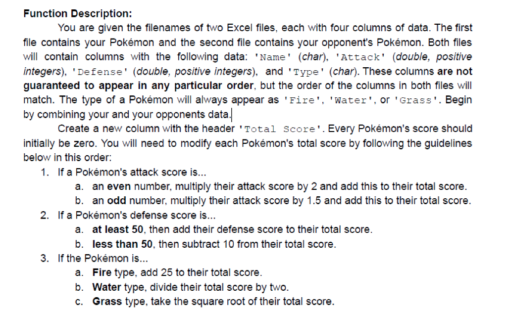 Function Name: rocketRumble Inputs: 1. (char) | Chegg.com