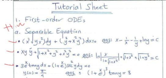 Solved Thi A Tutorial Sheet 1 First Order Odes Separable