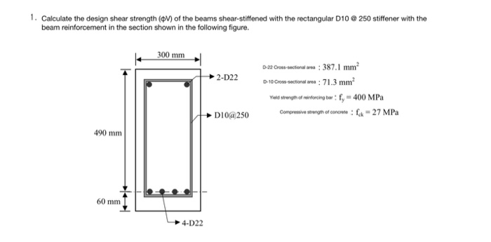 Solved Calculate the design shear strength (phi V) of the | Chegg.com