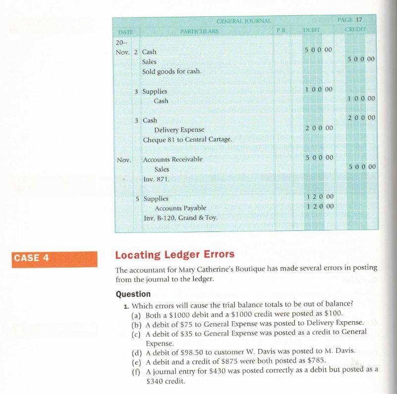 Solved CASE 3 General Journal Errors There are several | Chegg.com