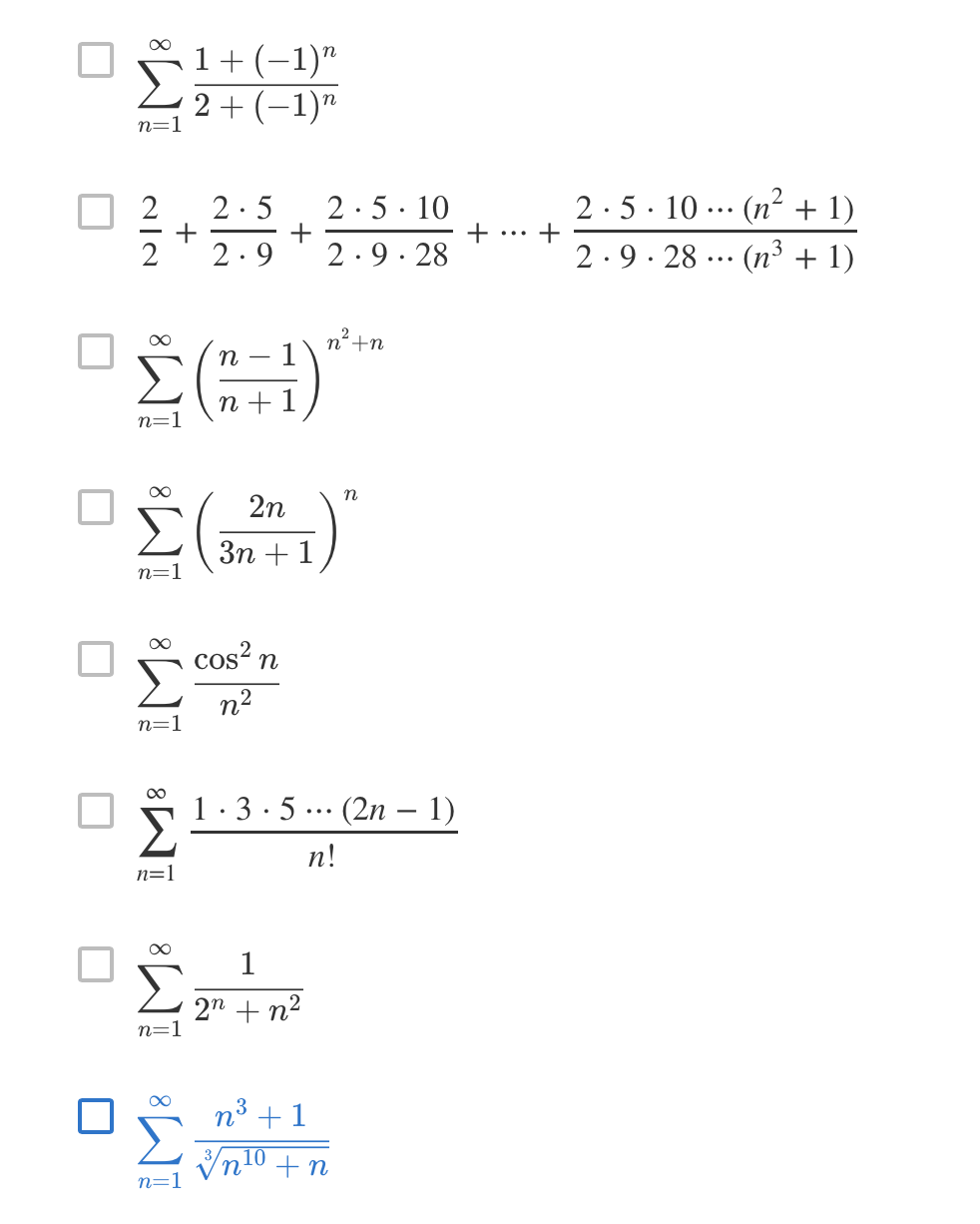 Solved Using any of the convergence tests covered in this | Chegg.com