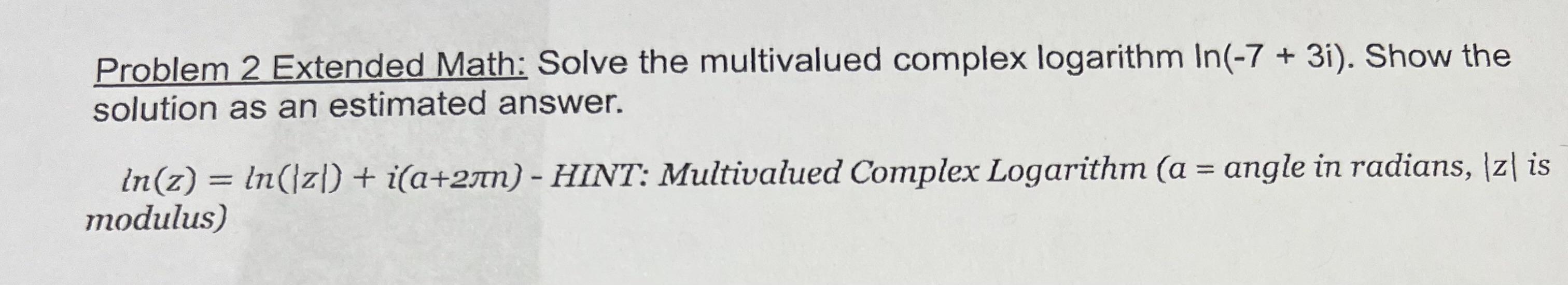 Solved Problem 2 Extended Math: Solve the multivalued | Chegg.com