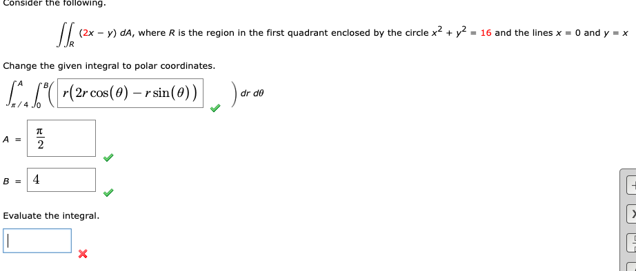 Solved consider the following. ∬R(2x−y)dA, where R is the | Chegg.com