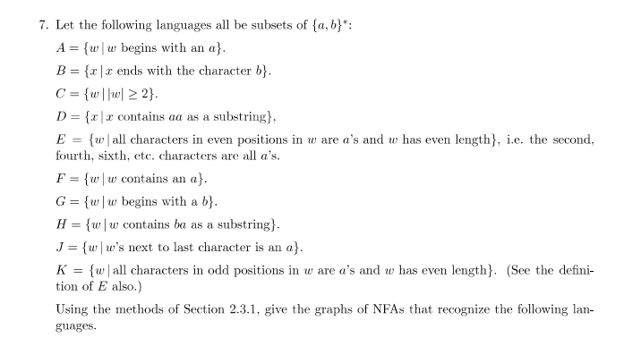 Solved 7. Let the following languages all be subsets of | Chegg.com