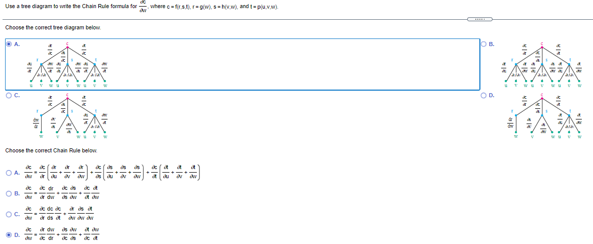 Solved dc Use a tree diagram to write the Chain Rule formula | Chegg.com