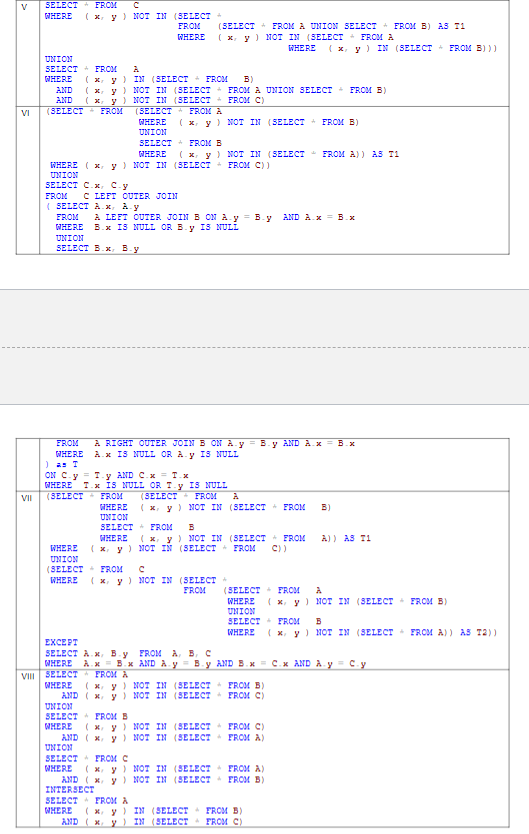Solved Problem 22. Table A, B and C have the same schema (x, | Chegg.com