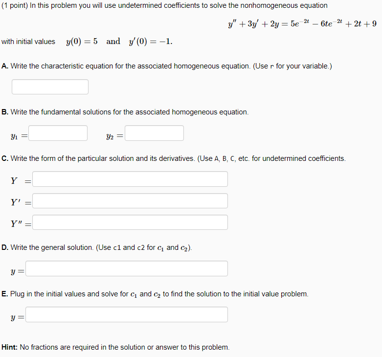 Solved (1 point) Each graph below represents a solution to | Chegg.com
