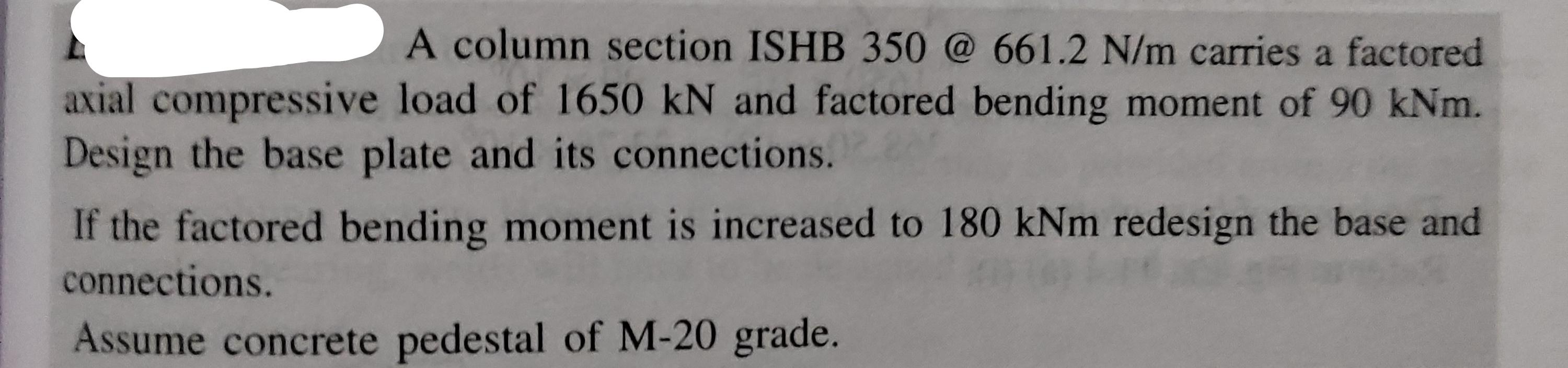 Solved A column section ISHB 350 @ 661.2 N/m carries a | Chegg.com