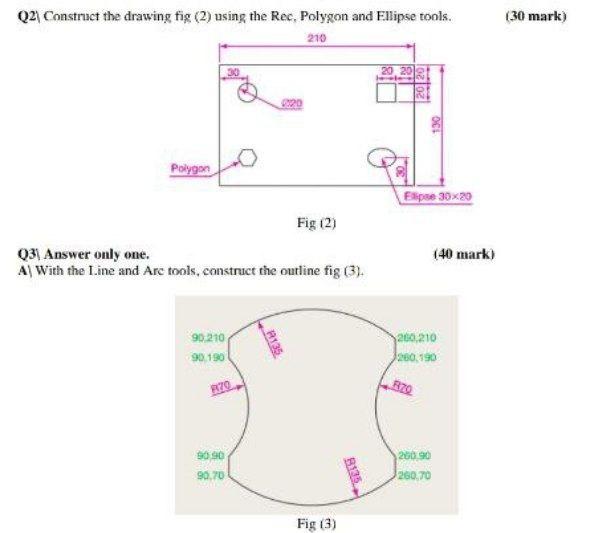Solved Q21 Construct the drawing fig (2) using the Rec. | Chegg.com
