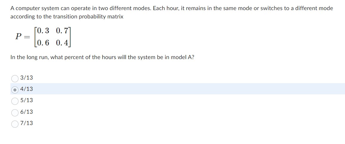 Solved A computer system can operate in two different modes. | Chegg.com
