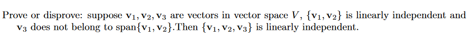 Solved Prove or disprove: suppose V1, V2, V3 are vectors in | Chegg.com