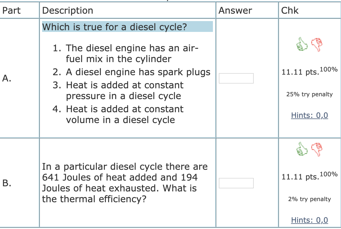 Solved Part Answer Chk Description Which is true for a | Chegg.com