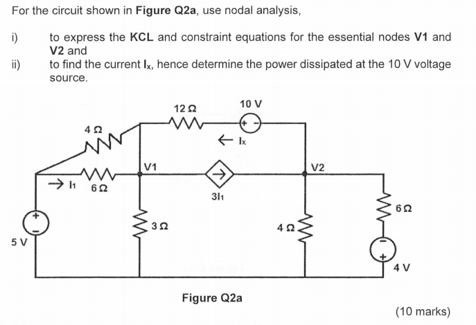 Solved For the circuit shown in Figure Q2a, use nodal | Chegg.com