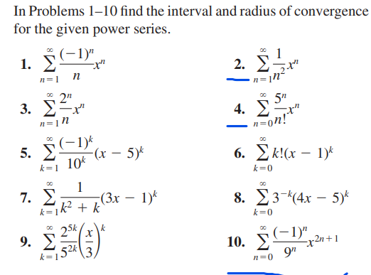 Solved In Problems 1-10 find the interval and radius of | Chegg.com