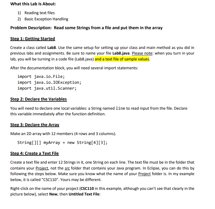Solved What this Lab Is About: 1) Reading text files 2) | Chegg.com