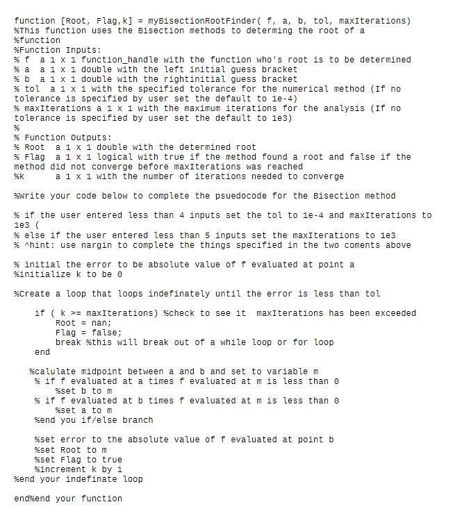 Solved Matlab Problem Do Not Write Your Own Code Just Edit 