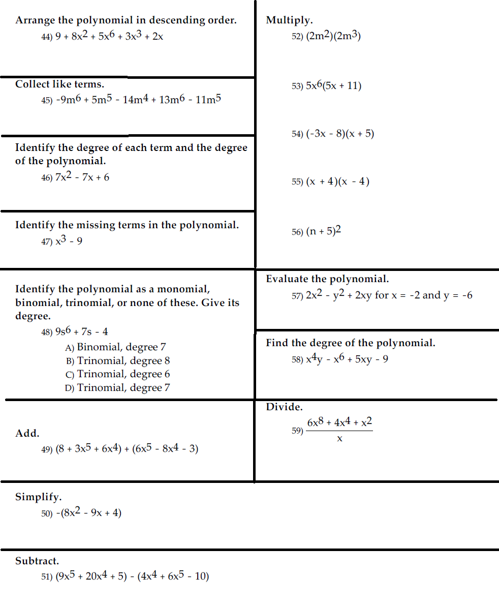 Solved Arrange the polynomial in descending order. 44) 9 + | Chegg.com