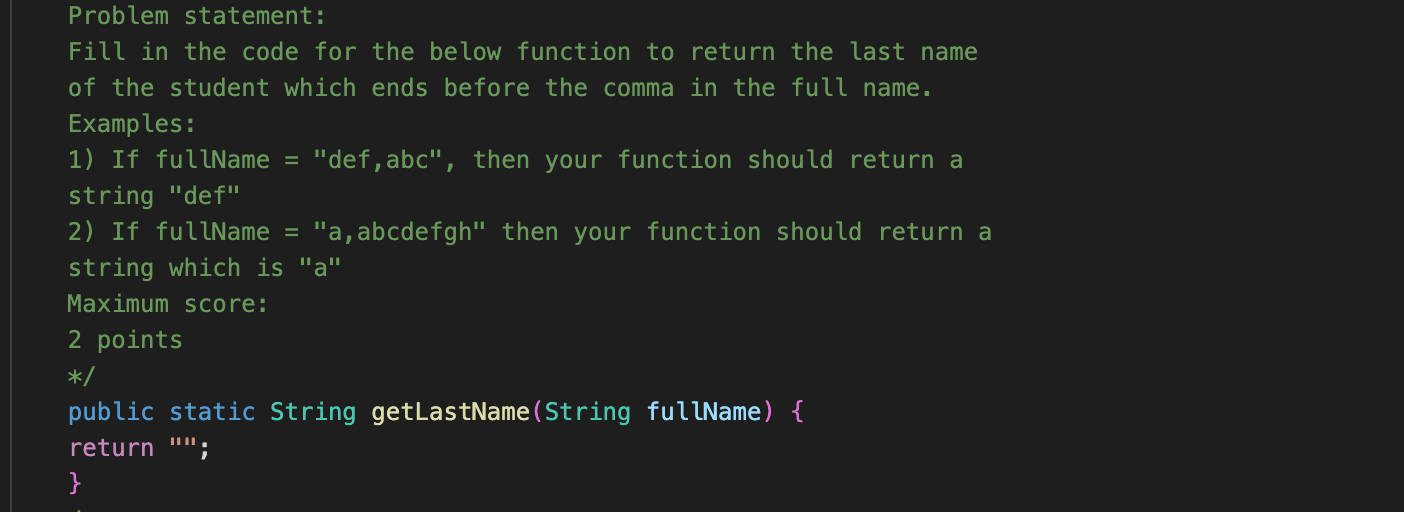 Solved CODE IN JAVA Fill in the code for the below function | Chegg.com