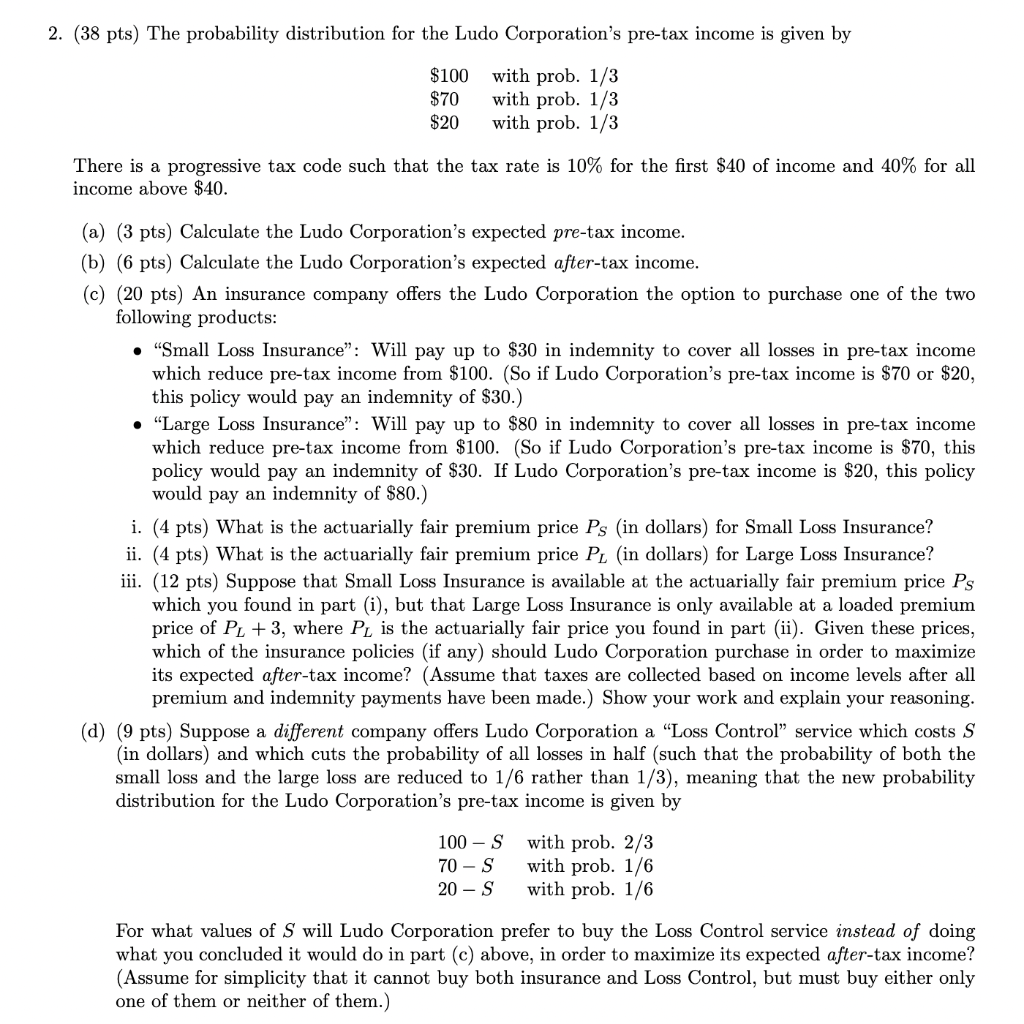 Solved 2. (38 pts) The probability distribution for the Ludo | Chegg.com