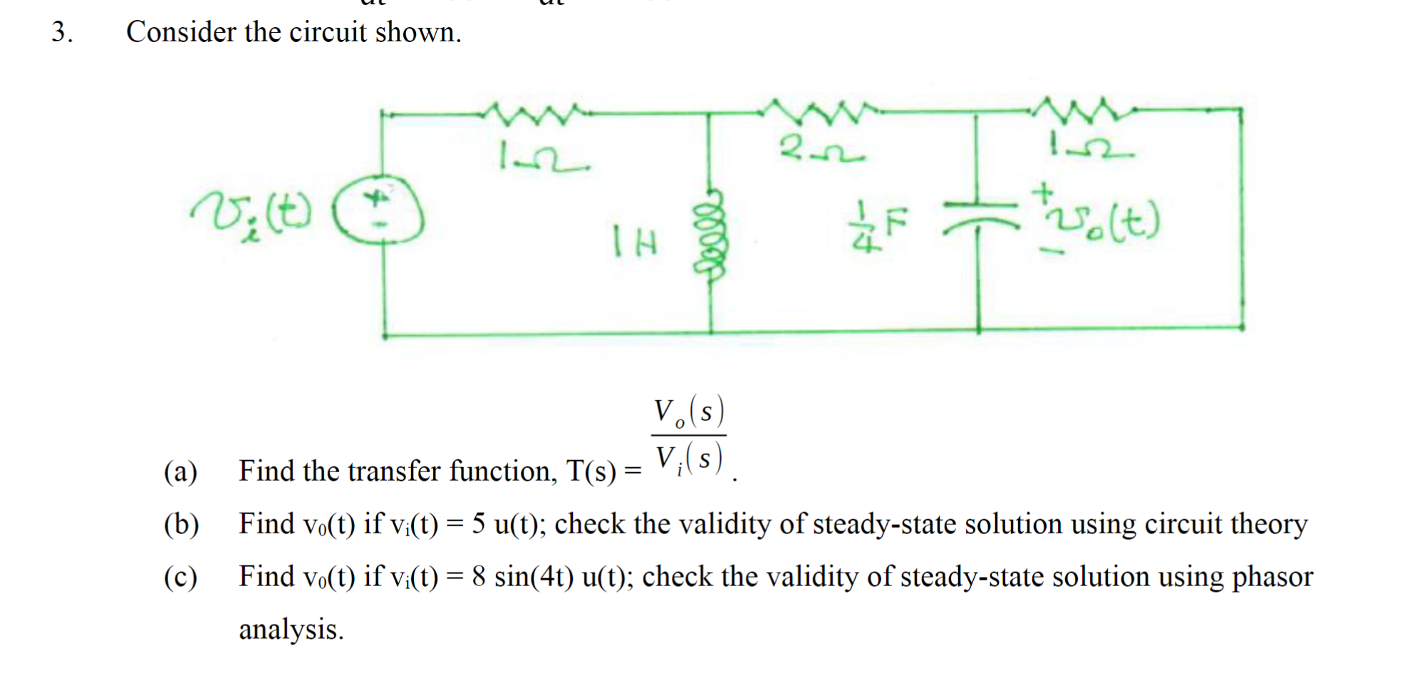 Solved Consider the circuit shown.(a) ﻿Find the transfer | Chegg.com