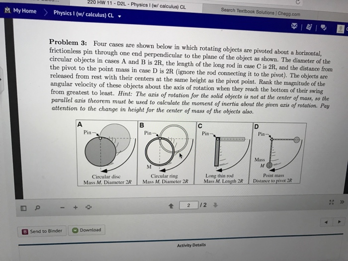 Solved Four Eases Are Shown Below In Which Rotating Objects