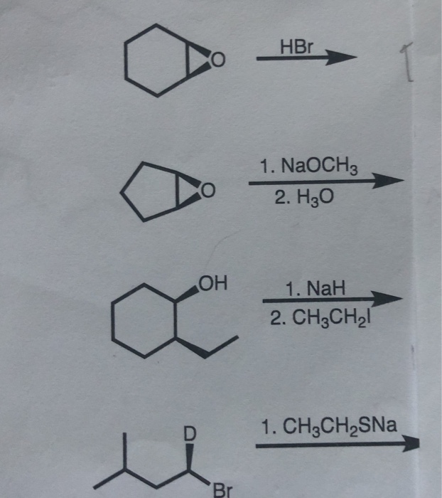 Solved HBr 1. NaOCH3 2. H30 2. CH3CH2 1. CH3CH2SNa Br | Chegg.com